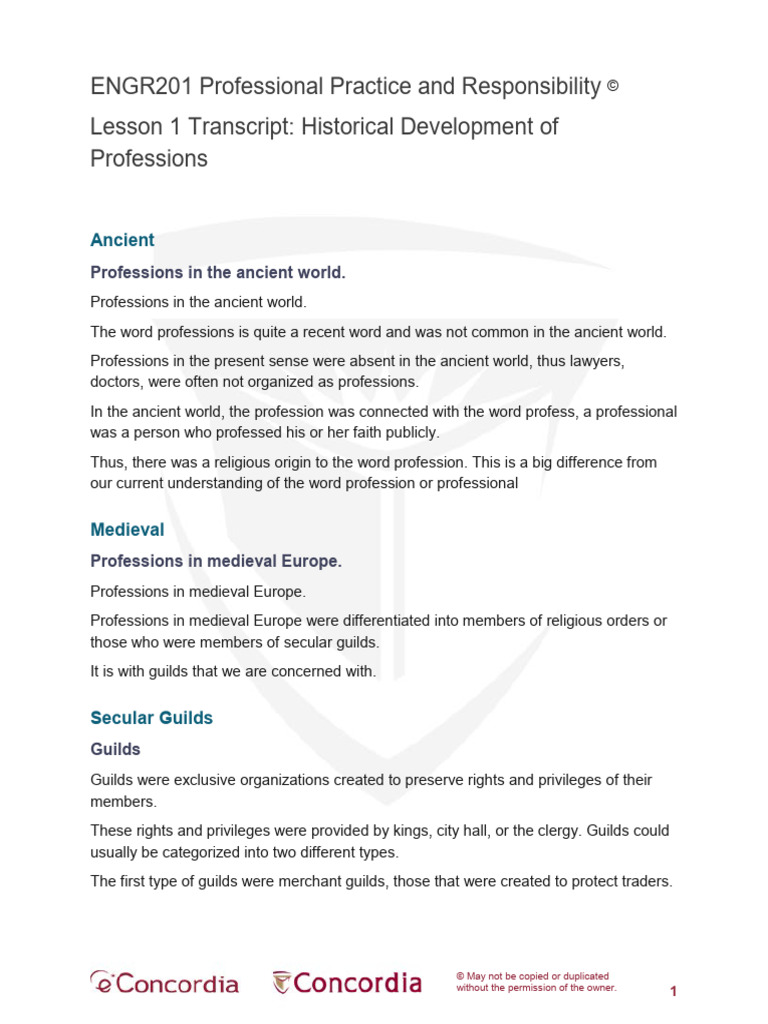 ENGR201_L1_1_1 | PDF | Guild | Employment