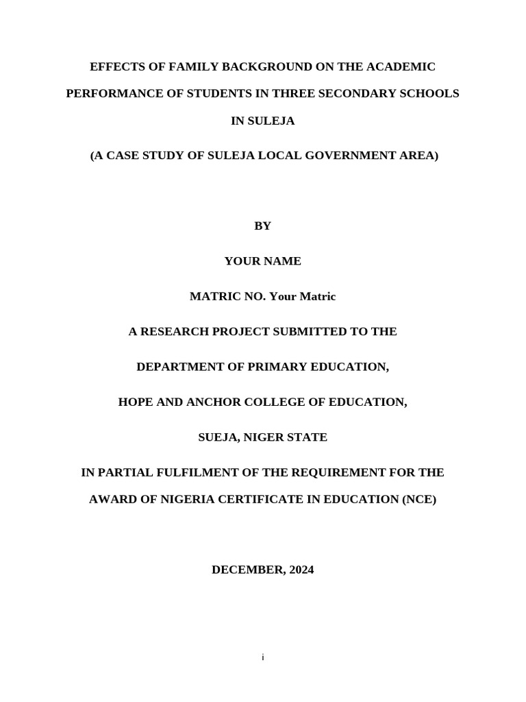 Fhe Effects Family Background On Academic Performance of Three ...
