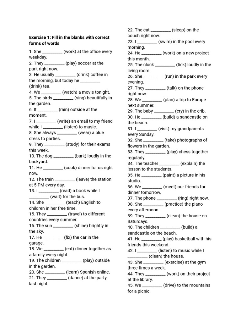 Simple Present and Present Continuous Practice | PDF