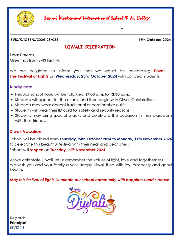Diwali Celebration Notice 2024 | PDF