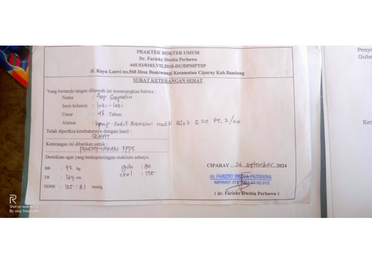 Surat Check Kesehatan | PDF