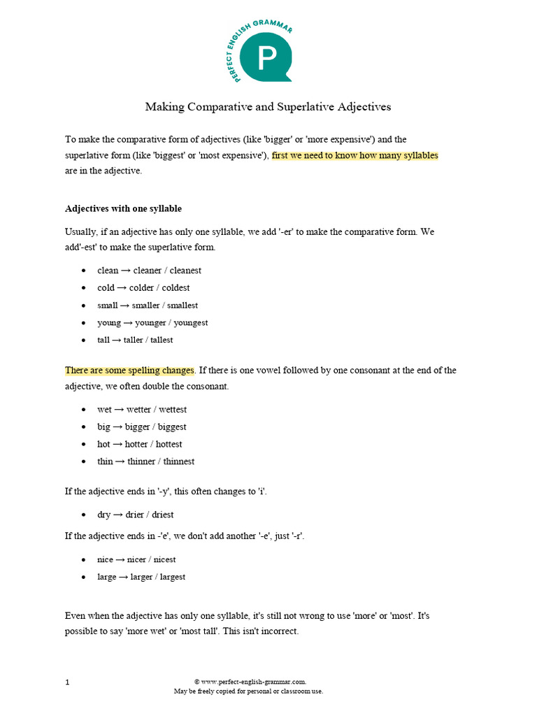 Comparative and Superlative Form | PDF | Languages | Foreign Language ...