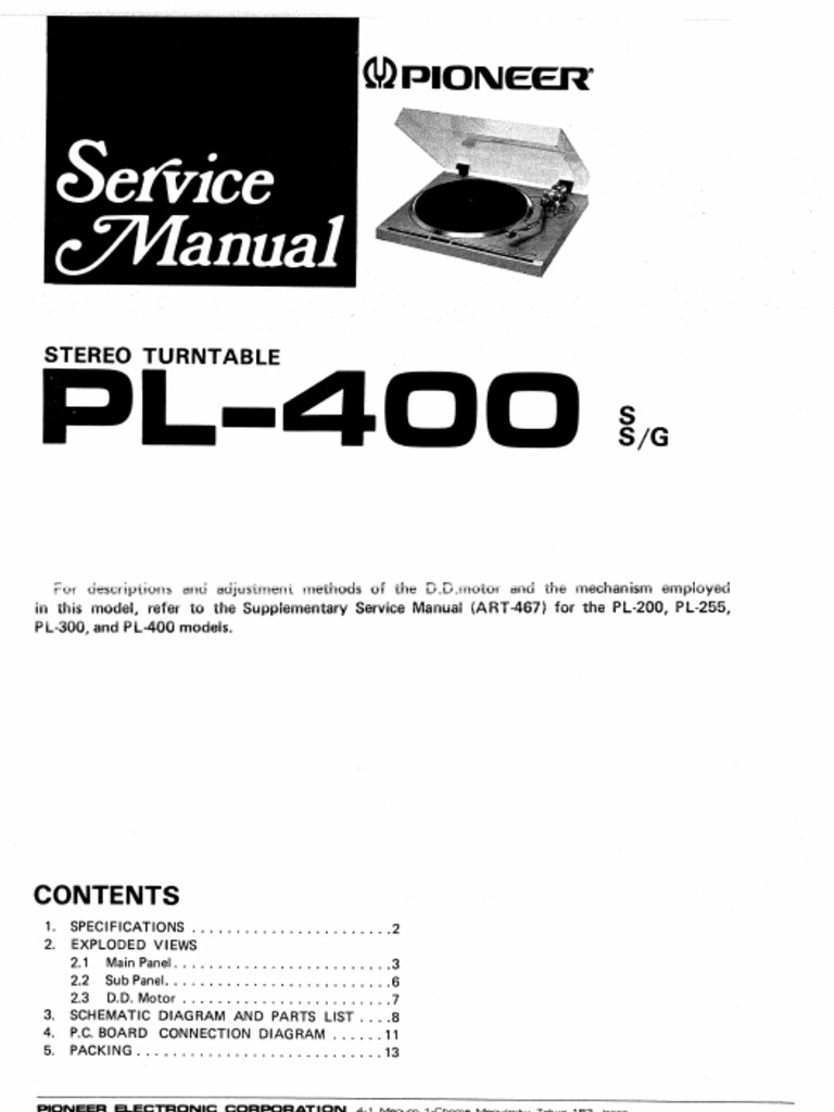 Pioneer Pl-400SG Service Manual 464 | PDF