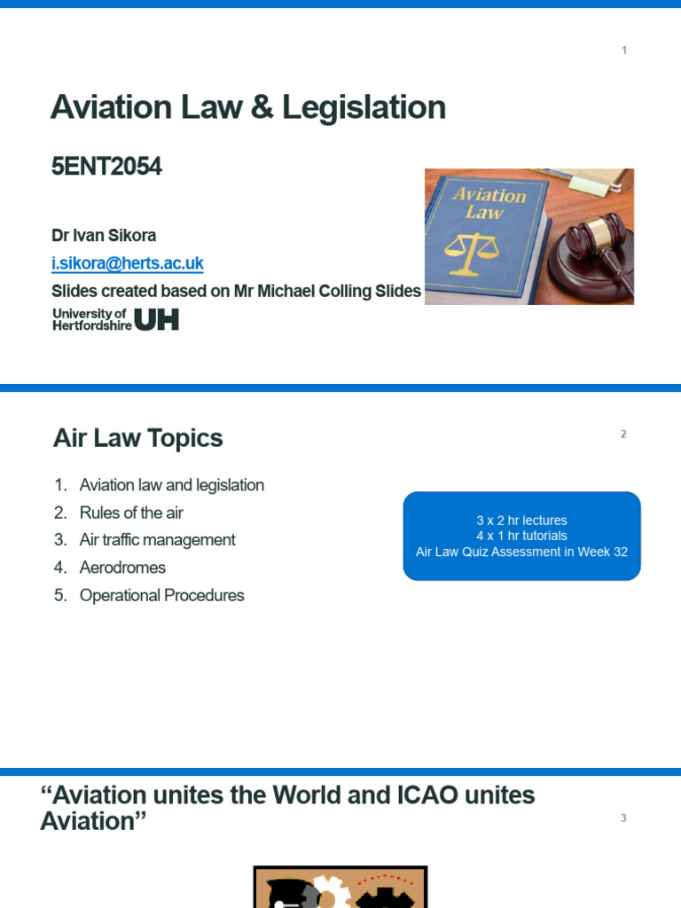 5ENT2054 - LECTURE - (Slides) 1. Aviation Law & Legislation - NOTES ...