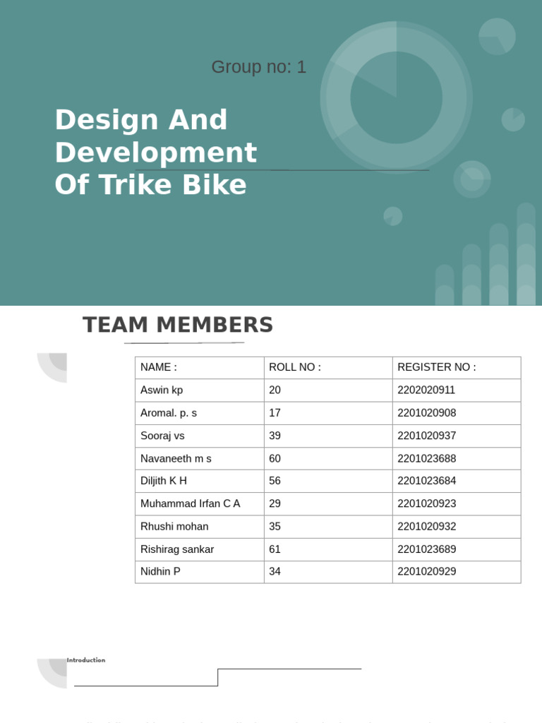 Design and Development of Trike Bike | PDF | Land Transport | Vehicles