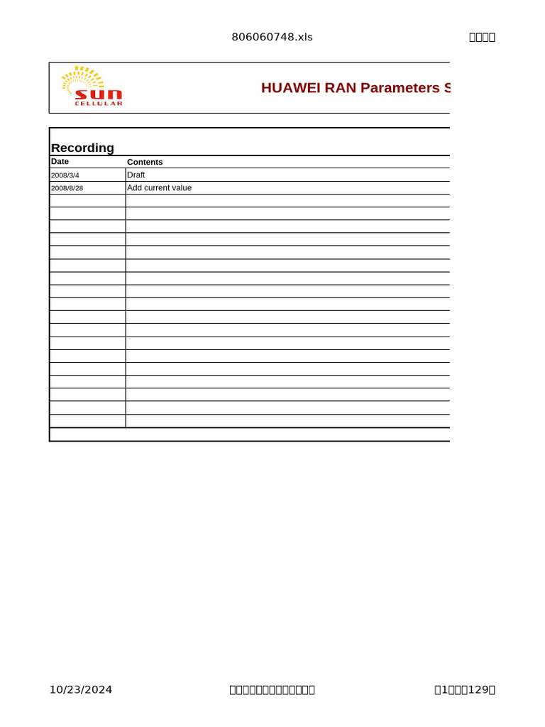 HUAWEI RAN Parameters Settings | PDF | Decibel | Mobile Technology