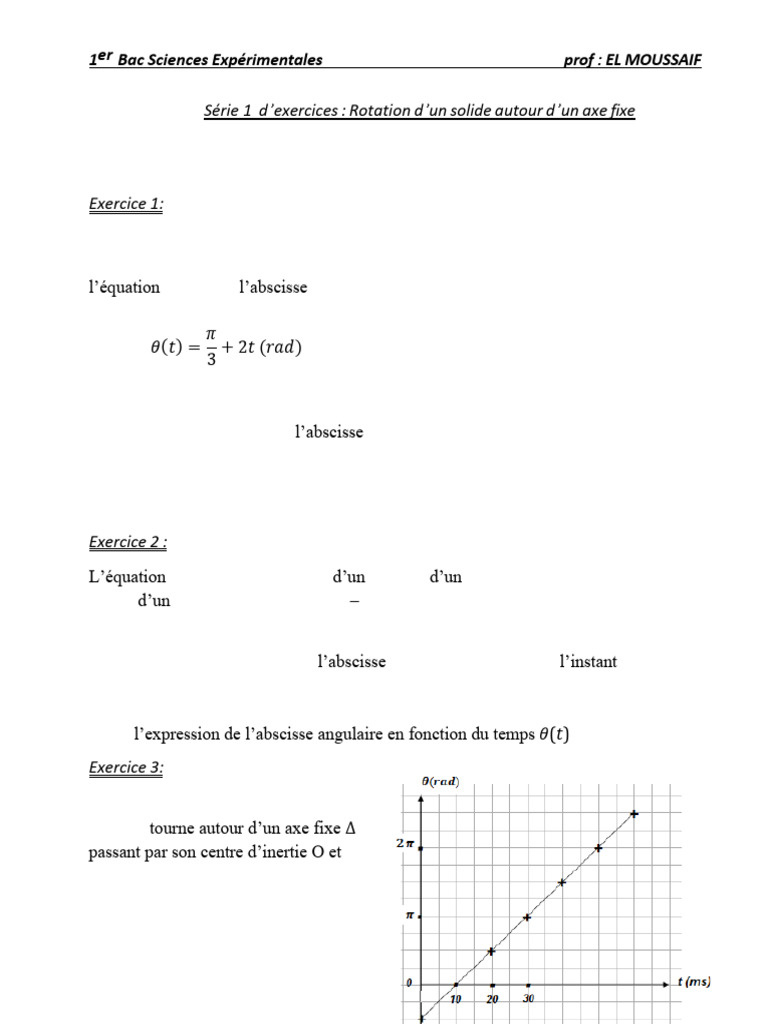 Exercices sur la rotation des solides | PDF | Rotation | Mouvement de ...