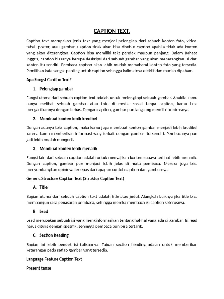 Materi Caption Text | PDF