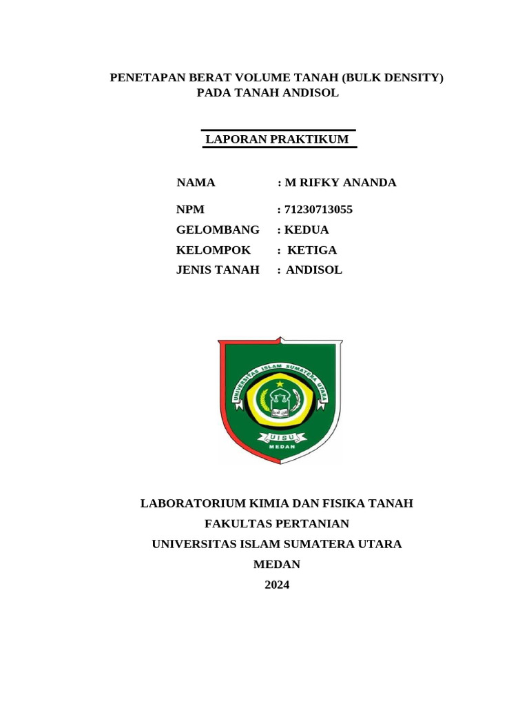 Penetapan Bulk Density Tanah Andisol | PDF