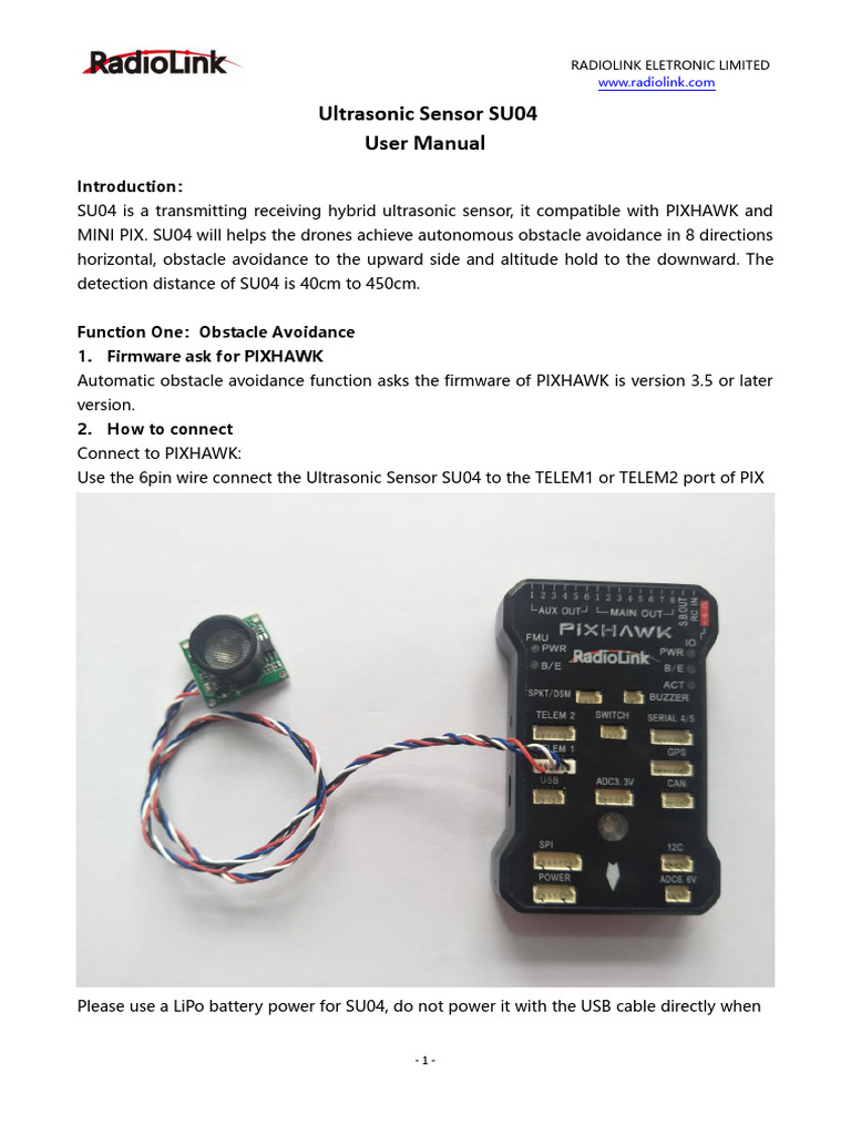Ultrasonic Sensor SU04 User Manual: Radiolink Eletronic Limited | PDF ...