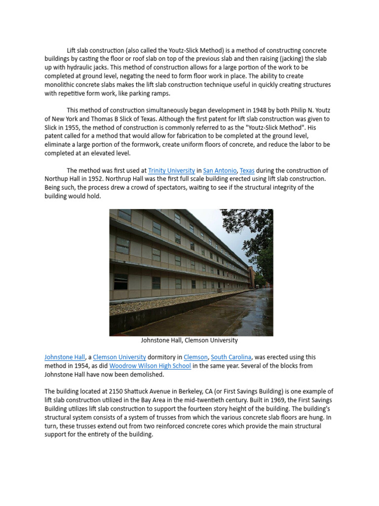 Lift Slab Construction Explained | PDF | Concrete | Civil Engineering