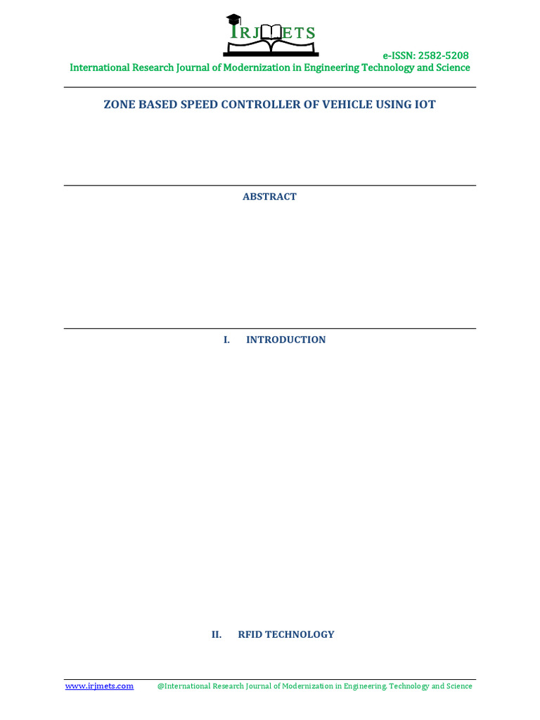 Zone Based Speed Controller of Vehicle Using Iot | PDF | Radio ...