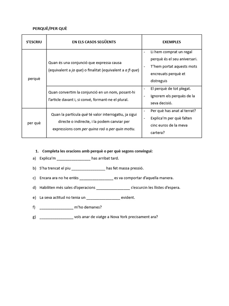 Perquè-Per Què | PDF