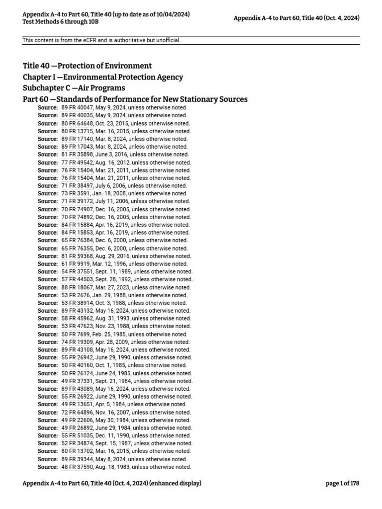 Appendix A-4 To Part 60 - Title 40 (Up To Date As of 10-04-2024) | PDF | Flow Measurement ...