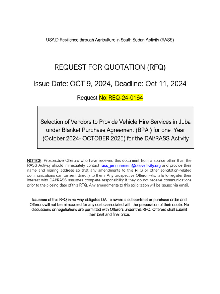 Revised RFQ # REQ-JBA-24-0164 - Simplified Acquisition Request For Quotation - BPA For Vehicle ...