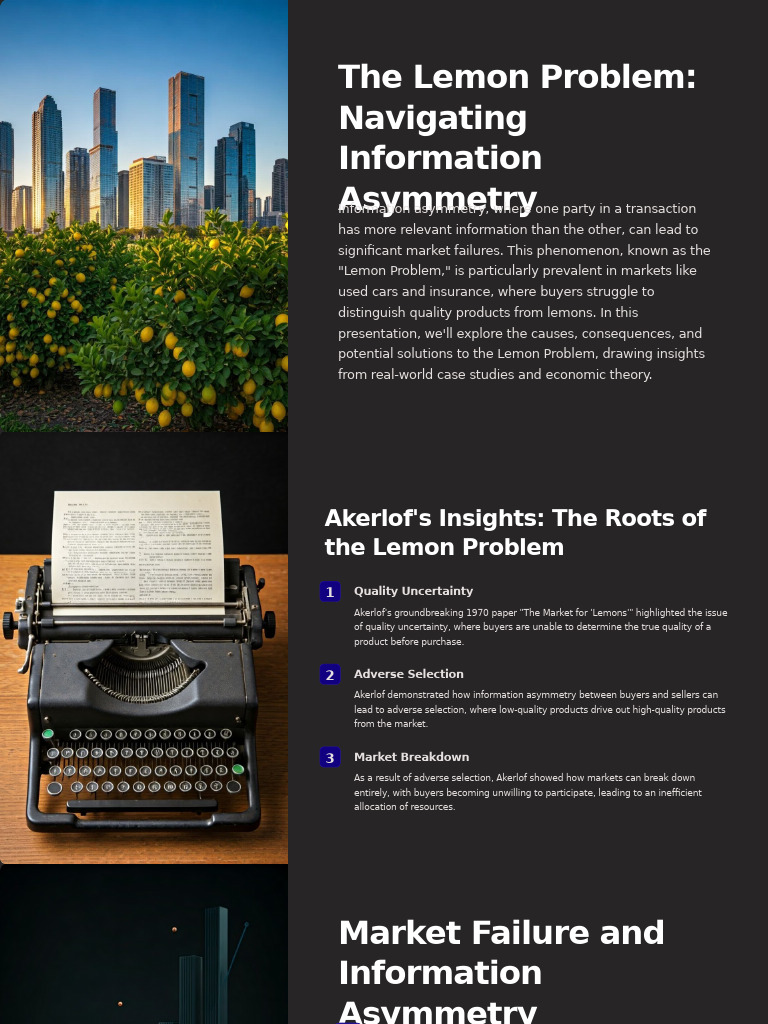 The Lemon Problem Navigating Information Asymmetry | PDF | Adverse ...