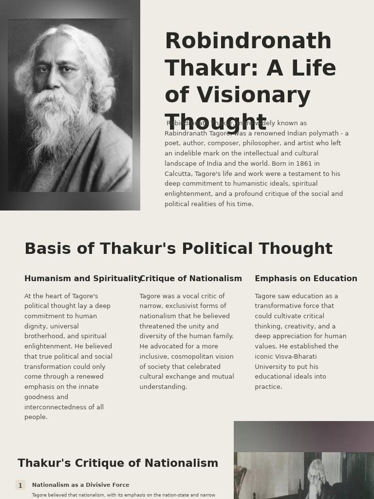 Robindronath Thakur A Life of Visionary Thought | PDF | Nationalism ...