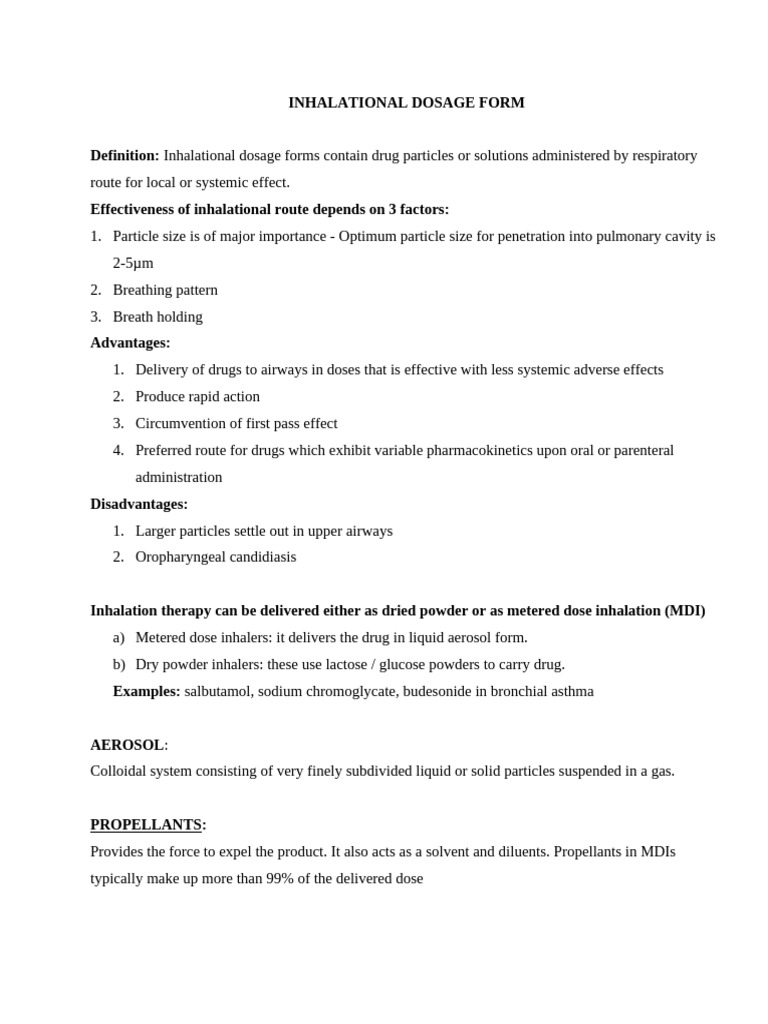 Inhalational Dosage Form | PDF | Drugs | Medical Treatments