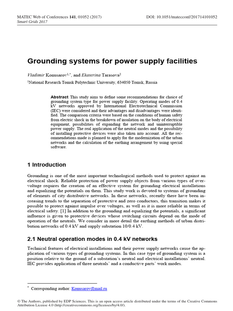 Grounding Systems For Power Supply Facilities | PDF | Power Supply ...