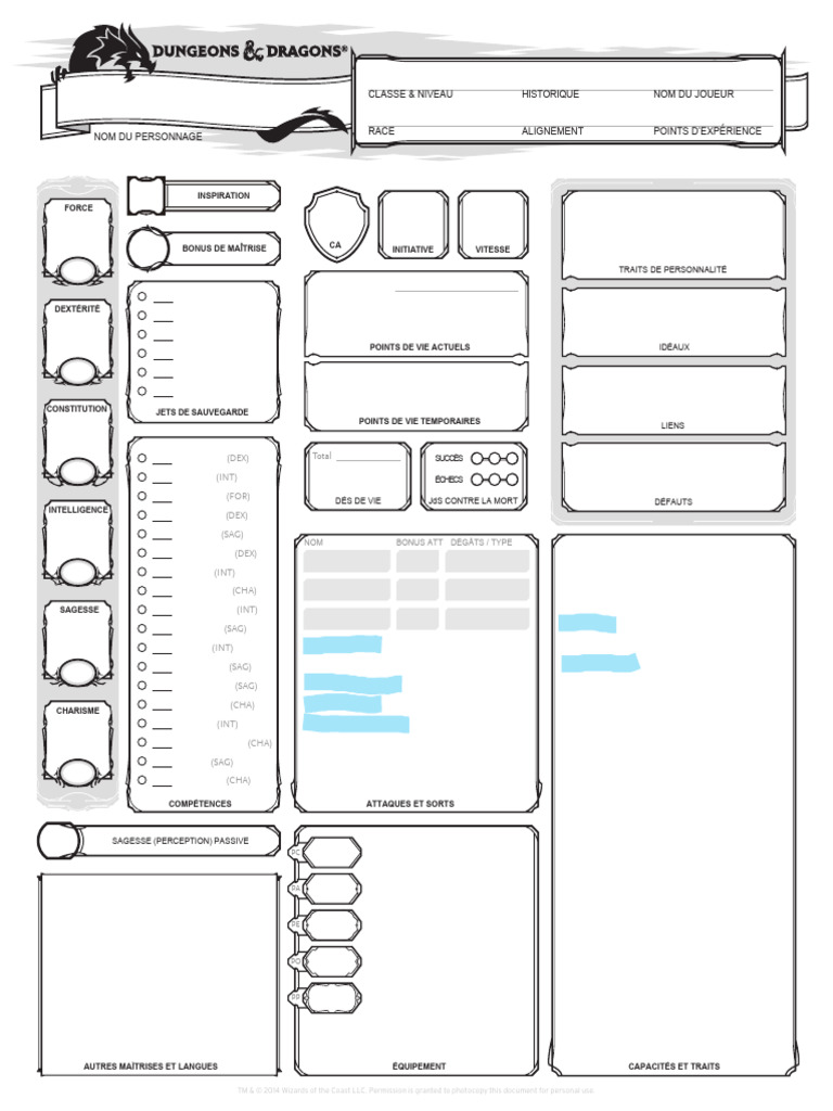 Fiche de personnage D&D : Hayden, Assassin | PDF