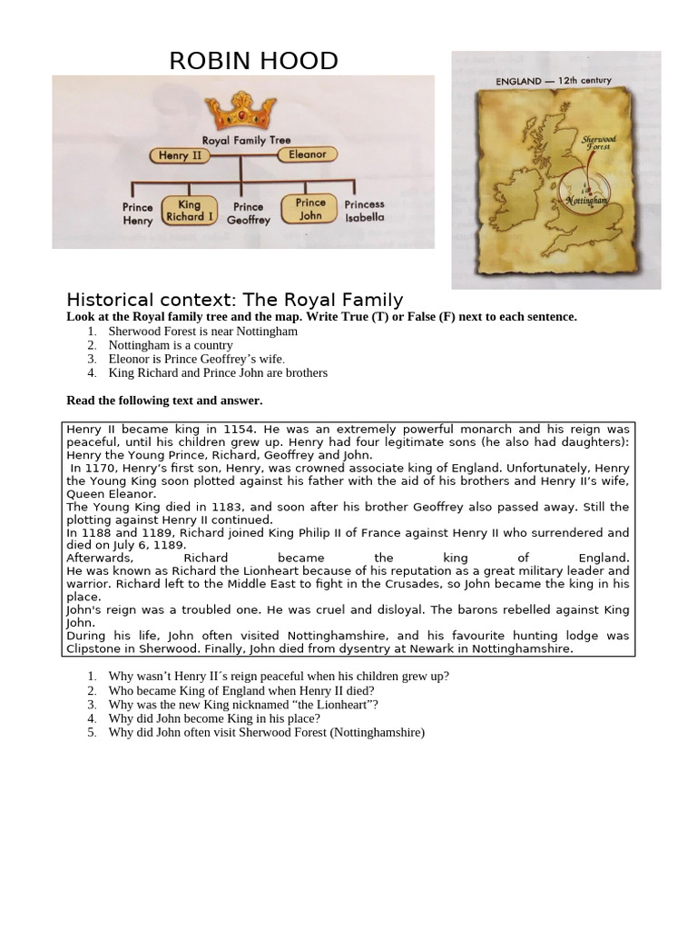Robin Hood: History of the Royal Family | PDF