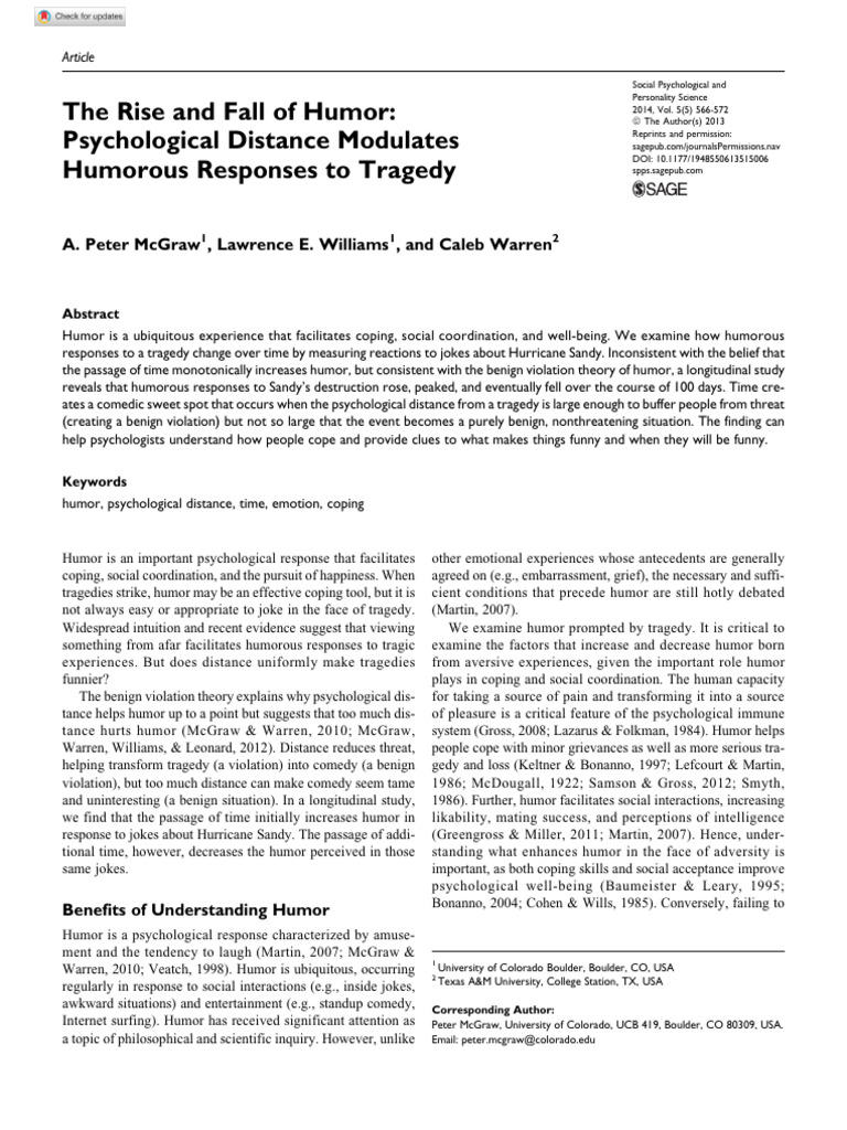 Humor's Response to Tragedy Over Time | PDF | Humour | Cognition