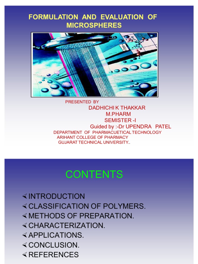 Formulation and Evaluation of Microspheres | PDF | Solution | Emulsion