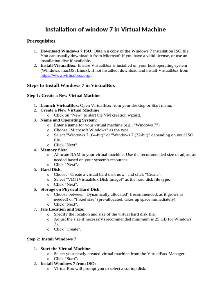 Installation of Window 7 in Virtual Machine | PDF | Virtualization ...
