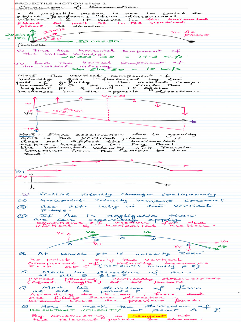 Lecture 1 - Projectile Motion (Slide 1) | PDF