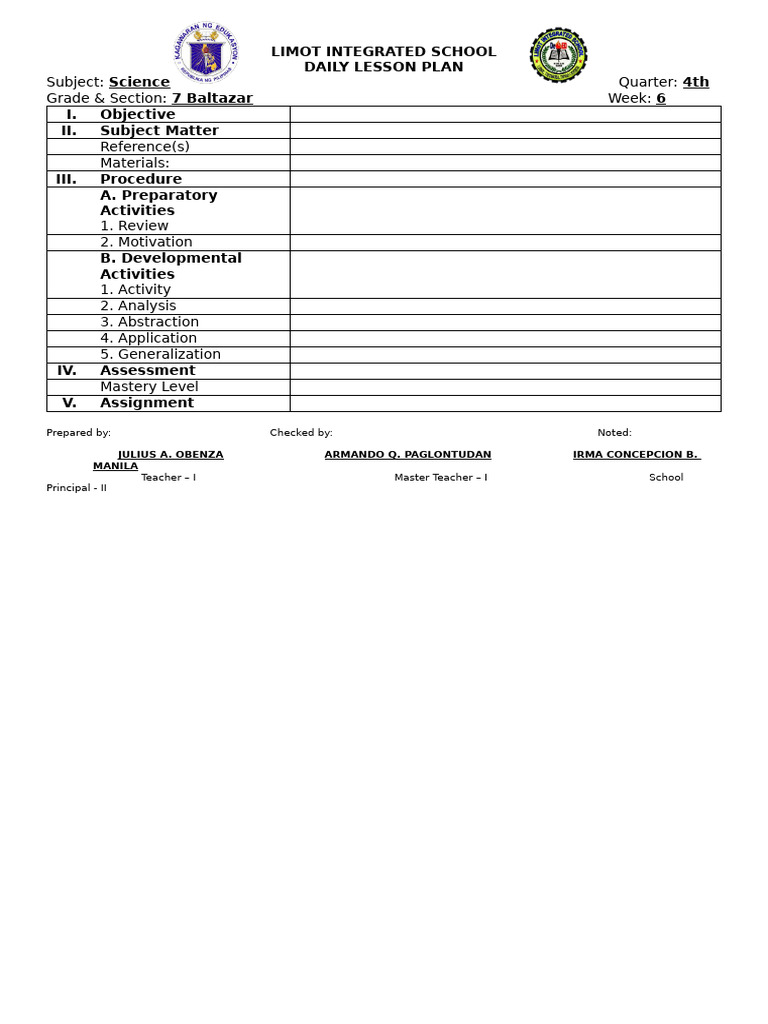 DLP Blank Template 4As | PDF