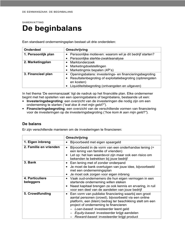 C Samenvatting T10097o01s01 de Beginbalans 1689934890 | PDF