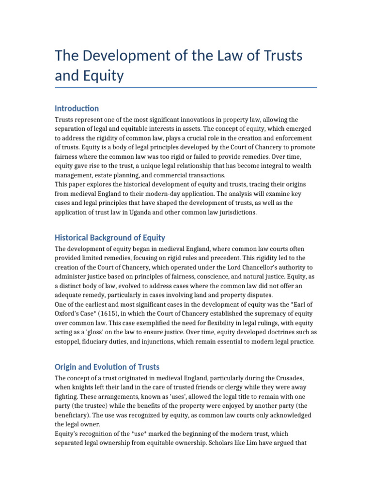 Development_of_Trusts_and_Equity | PDF | Equity (Law) | English Trust Law
