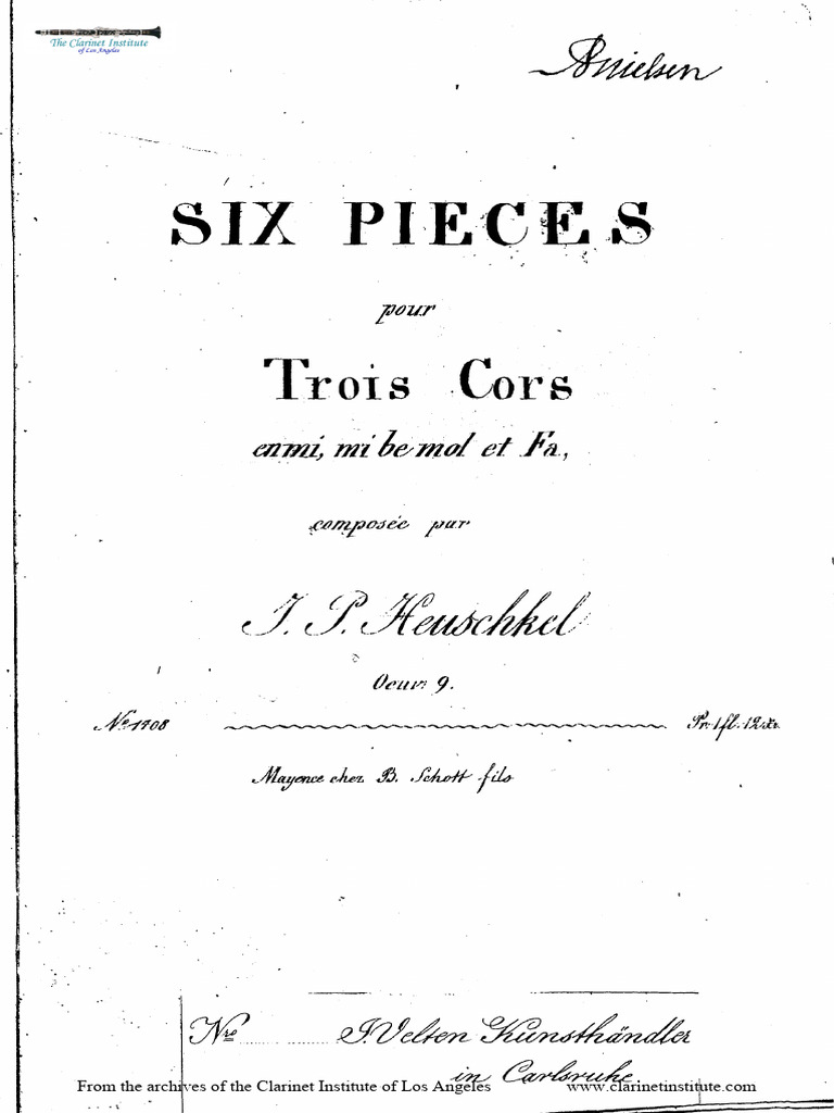 Heuschkel P I - Six Pieces Pour Trois Cors | PDF