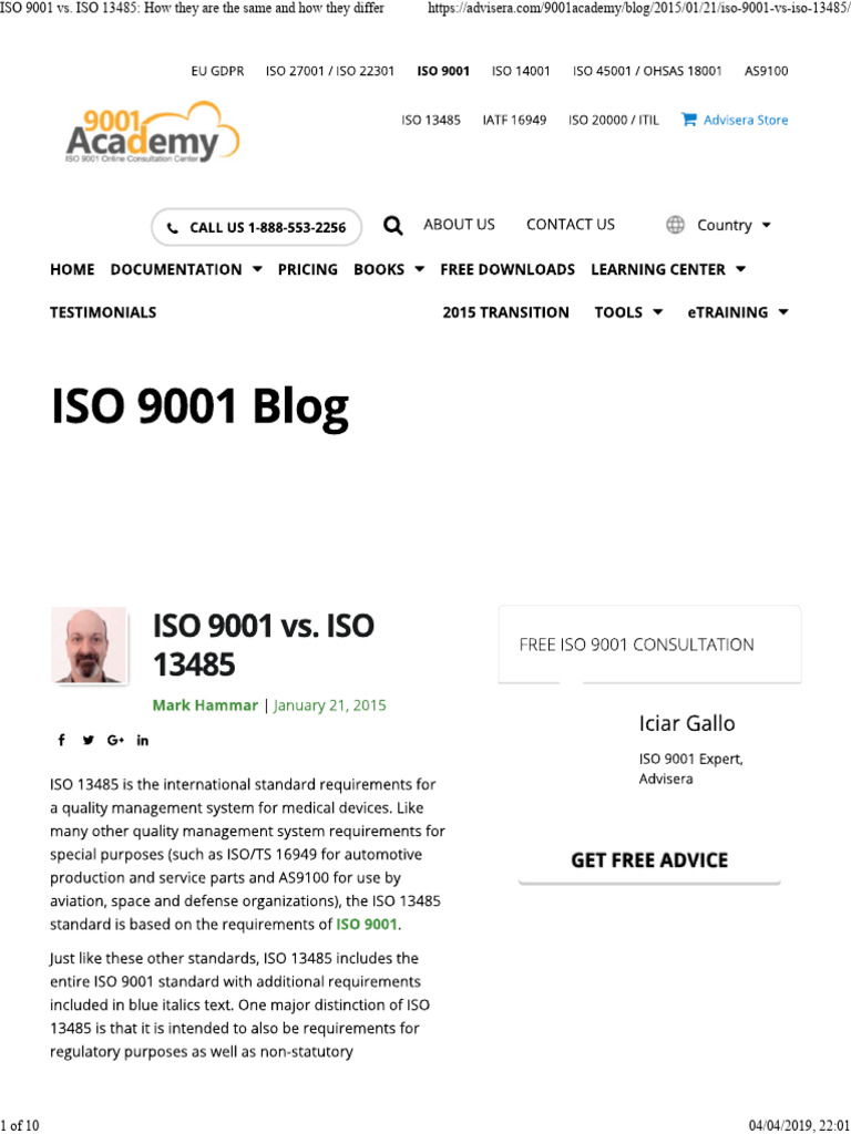 ISO 9001 vs. ISO 13485 - How They Are The Same and How They Differ ...