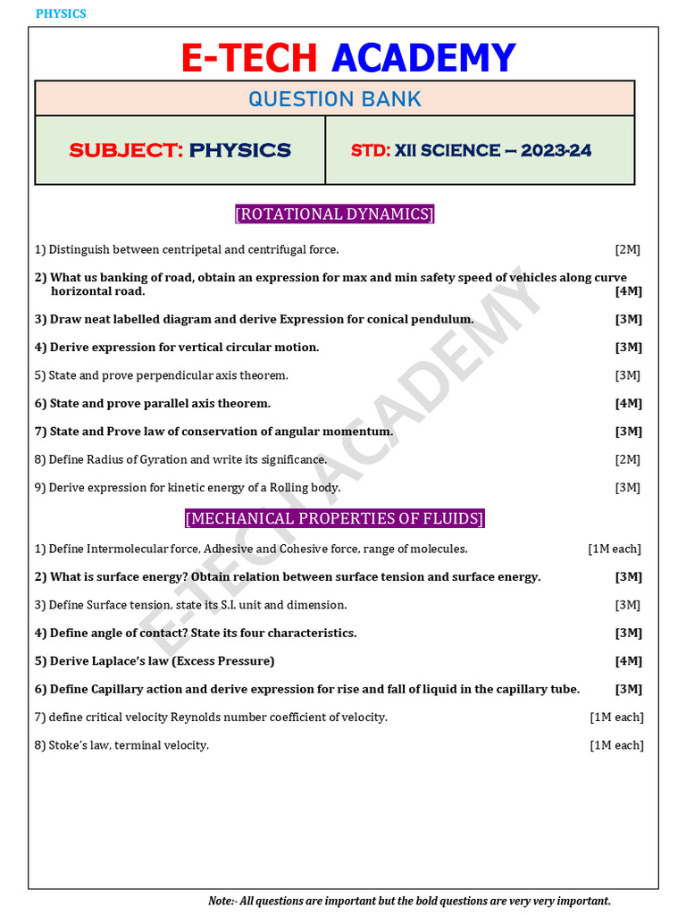 Phy Imp Questions F | PDF | Magnetic Field | Electromagnetic Induction