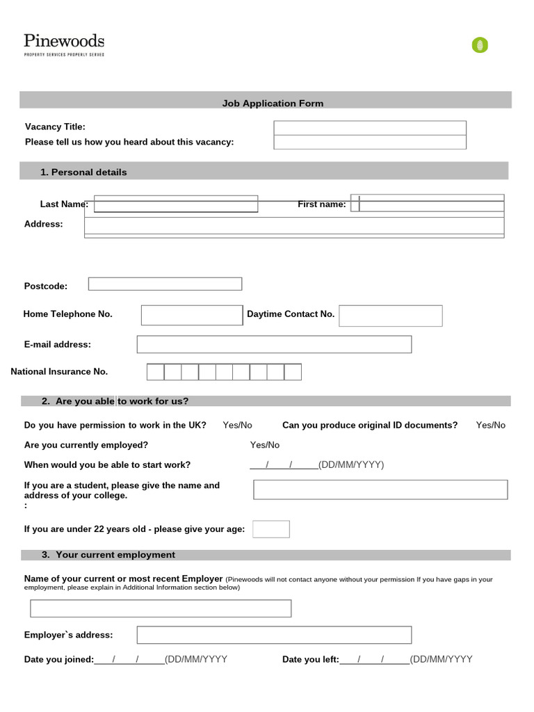 Job Application Form | PDF | Passport