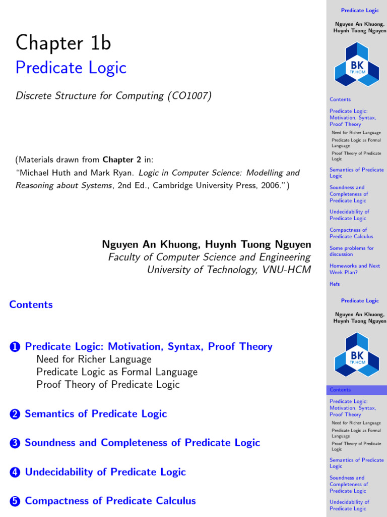 CTRR Ch1b Prediacte Logic Handout | PDF | First Order Logic | Logic
