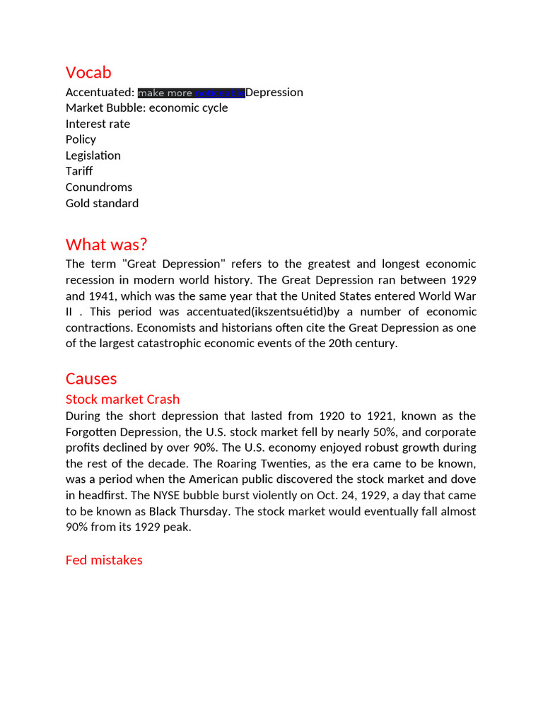 Causes and Solutions of the Great Depression | PDF | Great Depression ...