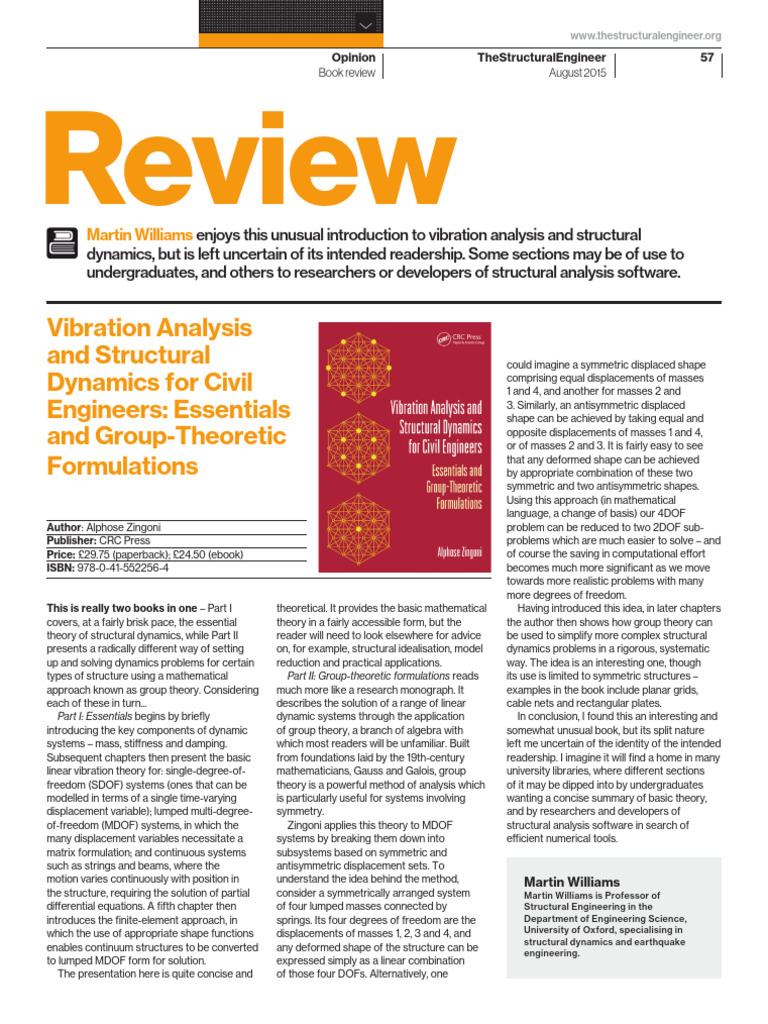 Review: Vibration Analysis and Structural Dynamics For Civil Engineers ...