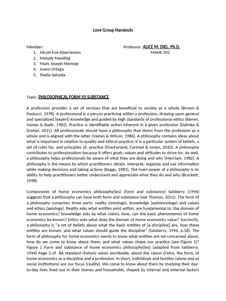 Love Group Handouts day 6 | PDF | Economics | Knowledge