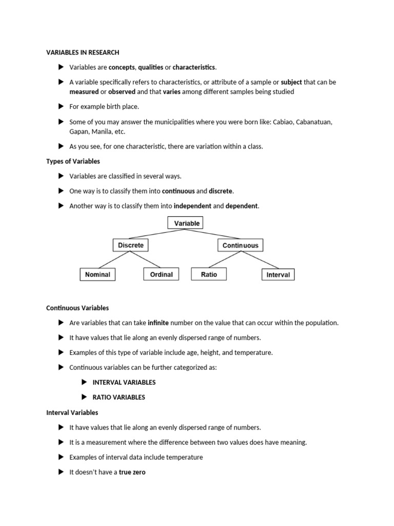 Variables In Research Pdf Level Of Measurement Dependent And