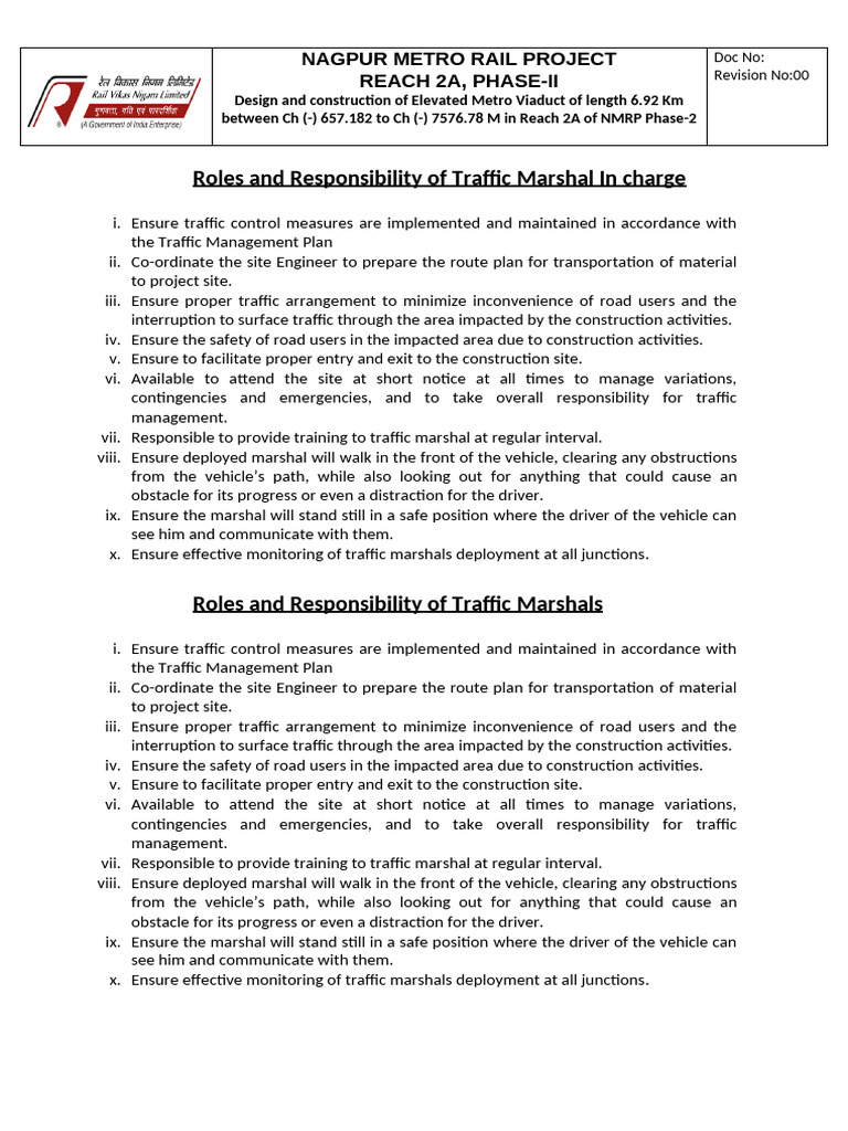 Roles and Responsibility of Traffic Marshal In charge | PDF | Traffic ...