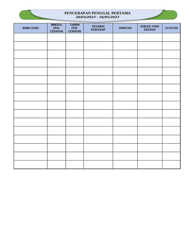 Jadual Pencerapan Guru | PDF
