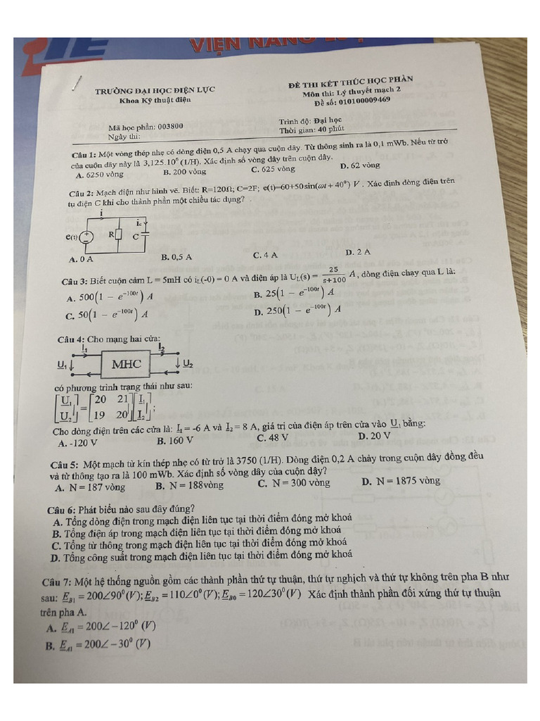 Tổng Hợp Đề Thi LTM2 - EPU | PDF