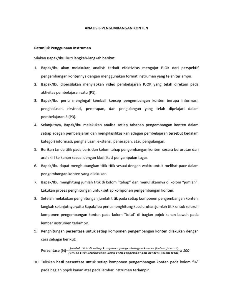 Salinan Dari LK1 Modul 2.1 Instrumen Pengembangan Konten 1 | PDF