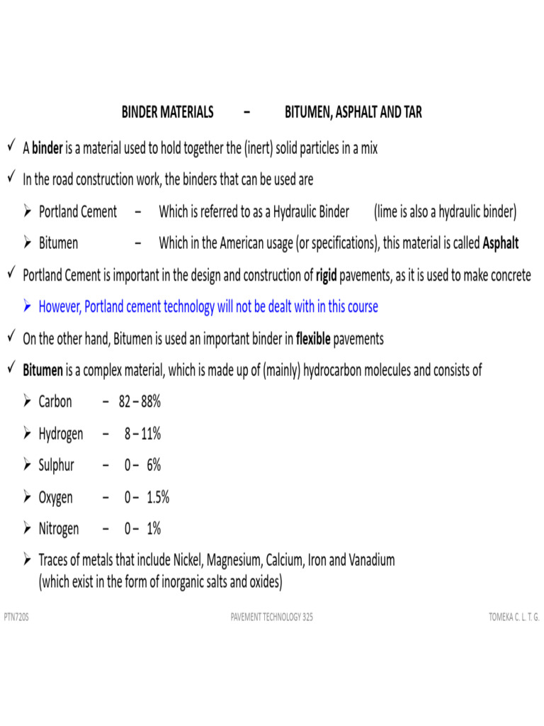 01 Pavement Materials - Bituminous Binders | PDF | Petroleum | Road Surface