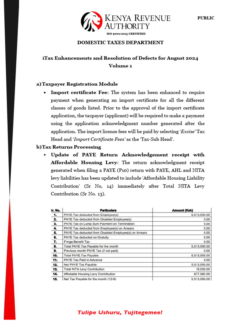 iTAX Enhancements and Resolution of Defects For August 2024 Vol 1 | PDF | Taxes | Taxpayer