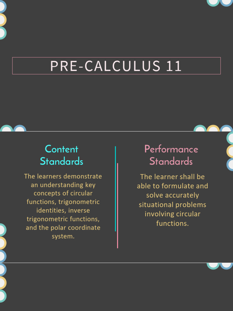 Pre-Calculus 11: Circular Functions Guide | PDF | Angle | Trigonometry