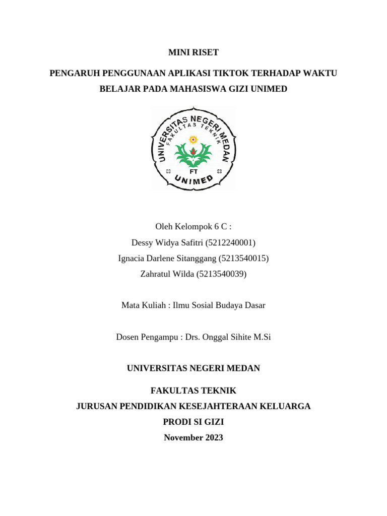 Mini Riset Isbd Kelompok 6c Gizi 2021 | PDF