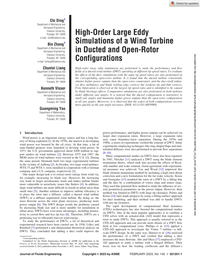 High-Order Large Eddy Simulations of A Wind Turbine in Ducted and Open-Rotor Configurations ...